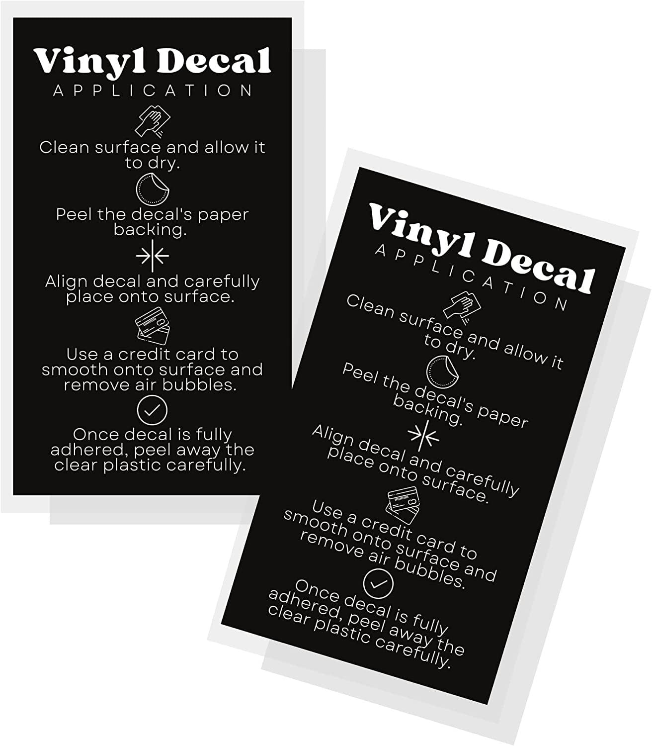 Vinyl Decal Application Instruction Cards 50 Pack 2x3.5 inches Business ...