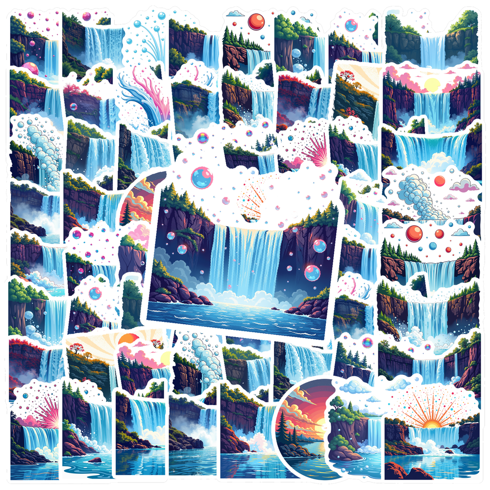 Vinyl Decorative Stickers Waterproof Waterfall Stickers Multicolor ...