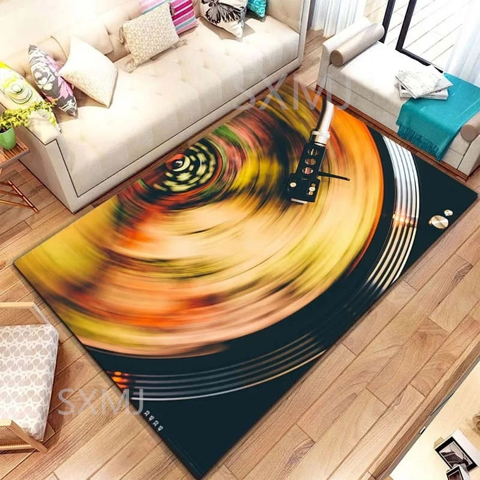 Vinyl Disc Player Phonograph Music Rockband Carpet Area Rug for Bedroom ...
