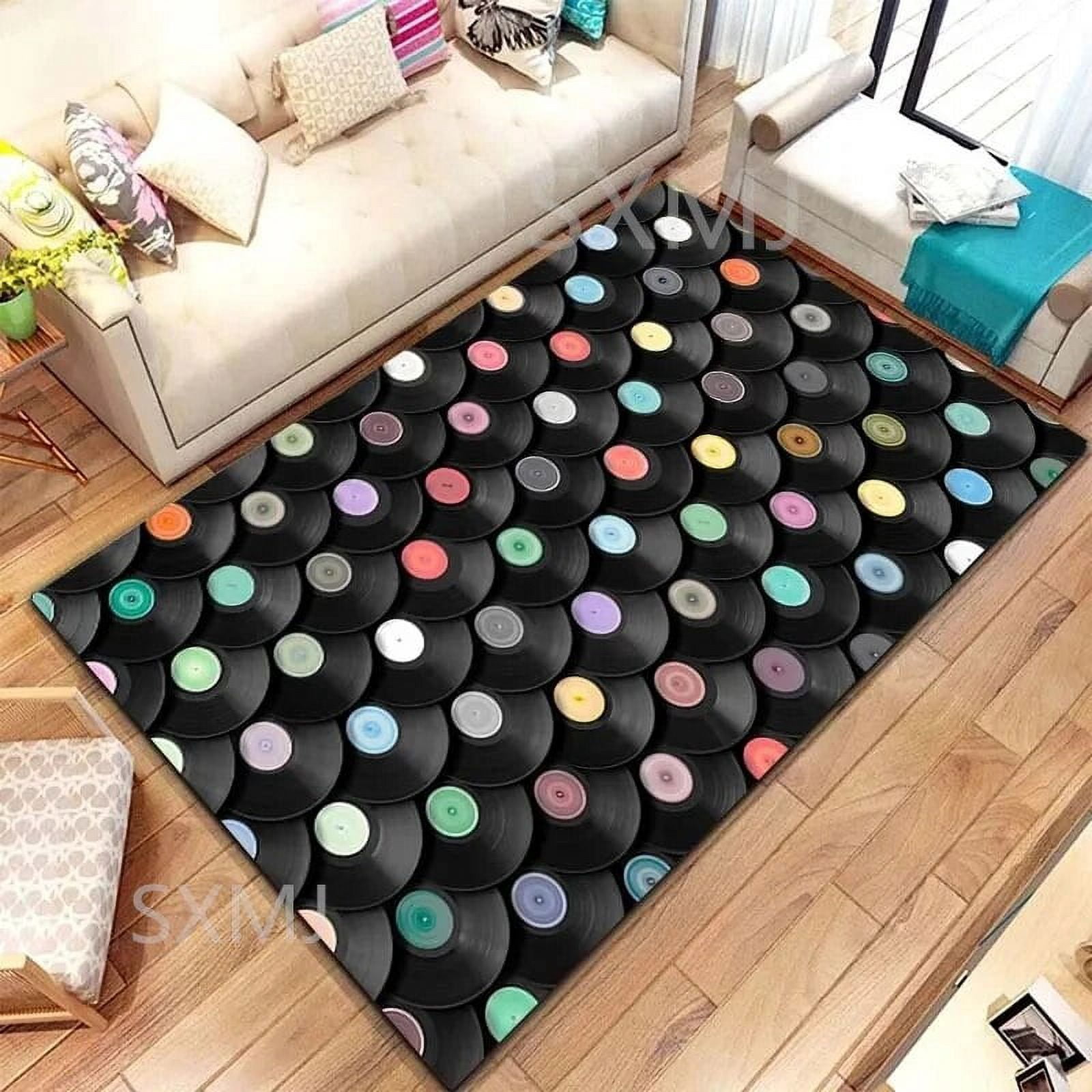 Vinyl Disc Player Phonograph Music Rockband Carpet Area Rug for Bedroom ...
