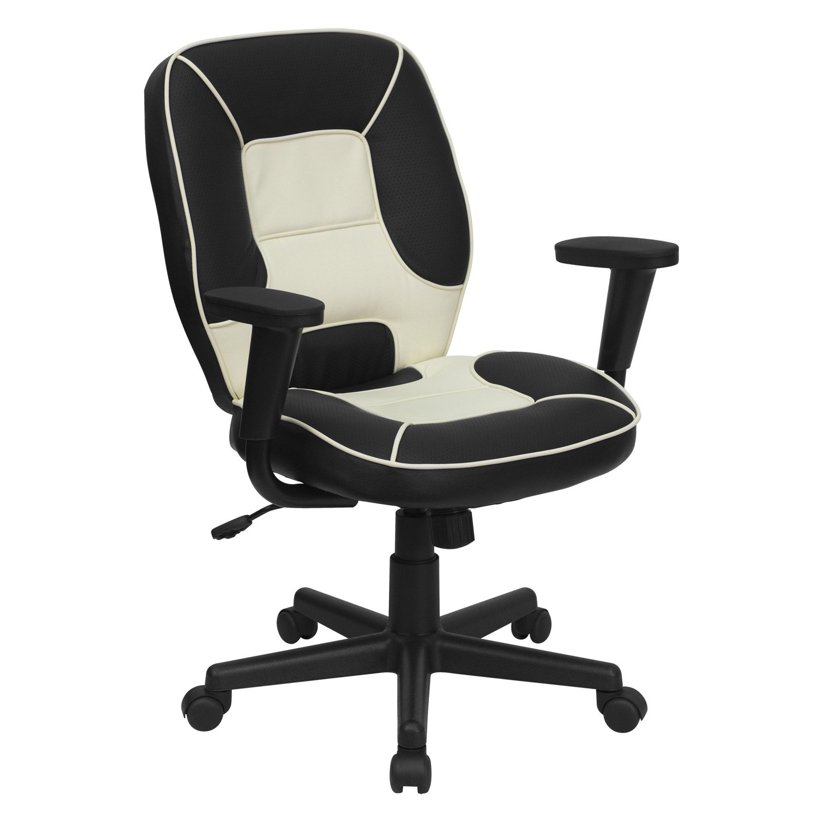 Vinyl Executive Mid-Back Task Chair, Black and Cream - Walmart.com
