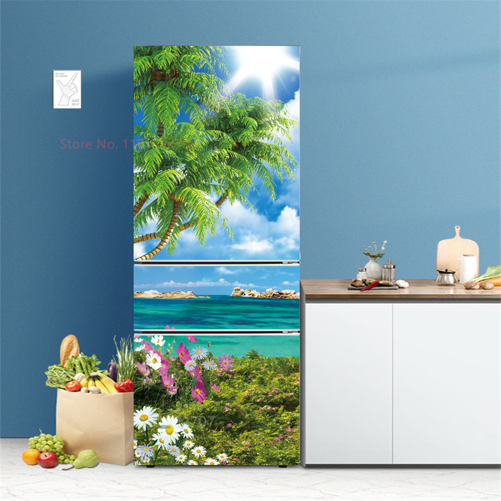 Vinyl Floral Graffiti Sakura Fridge Stickers Self-adhesive Waterproof ...