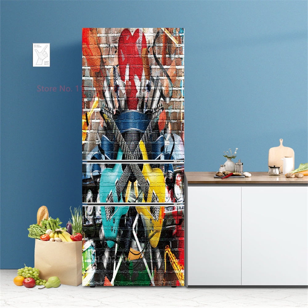 Vinyl Floral Graffiti Sakura Fridge Stickers Self-adhesive Waterproof ...