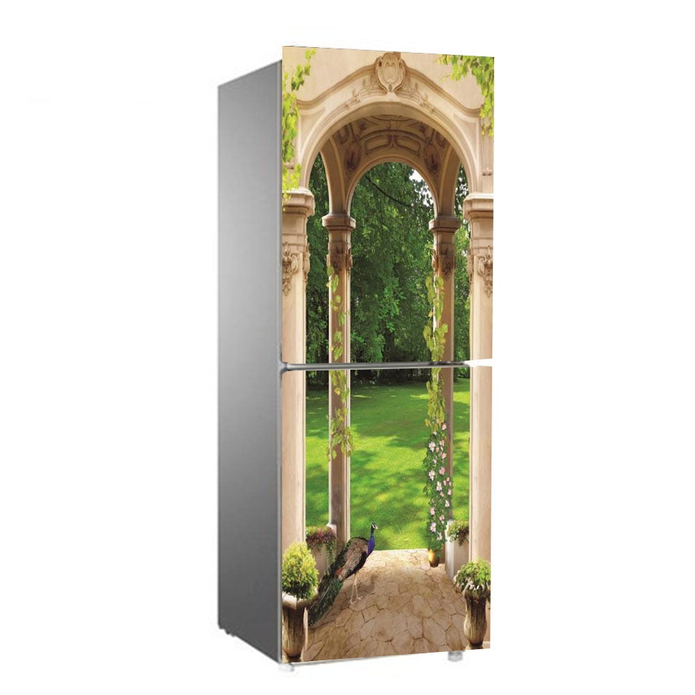 Vinyl Fridge Stickers Full Door Cover Woman Flower Self-adhesive ...