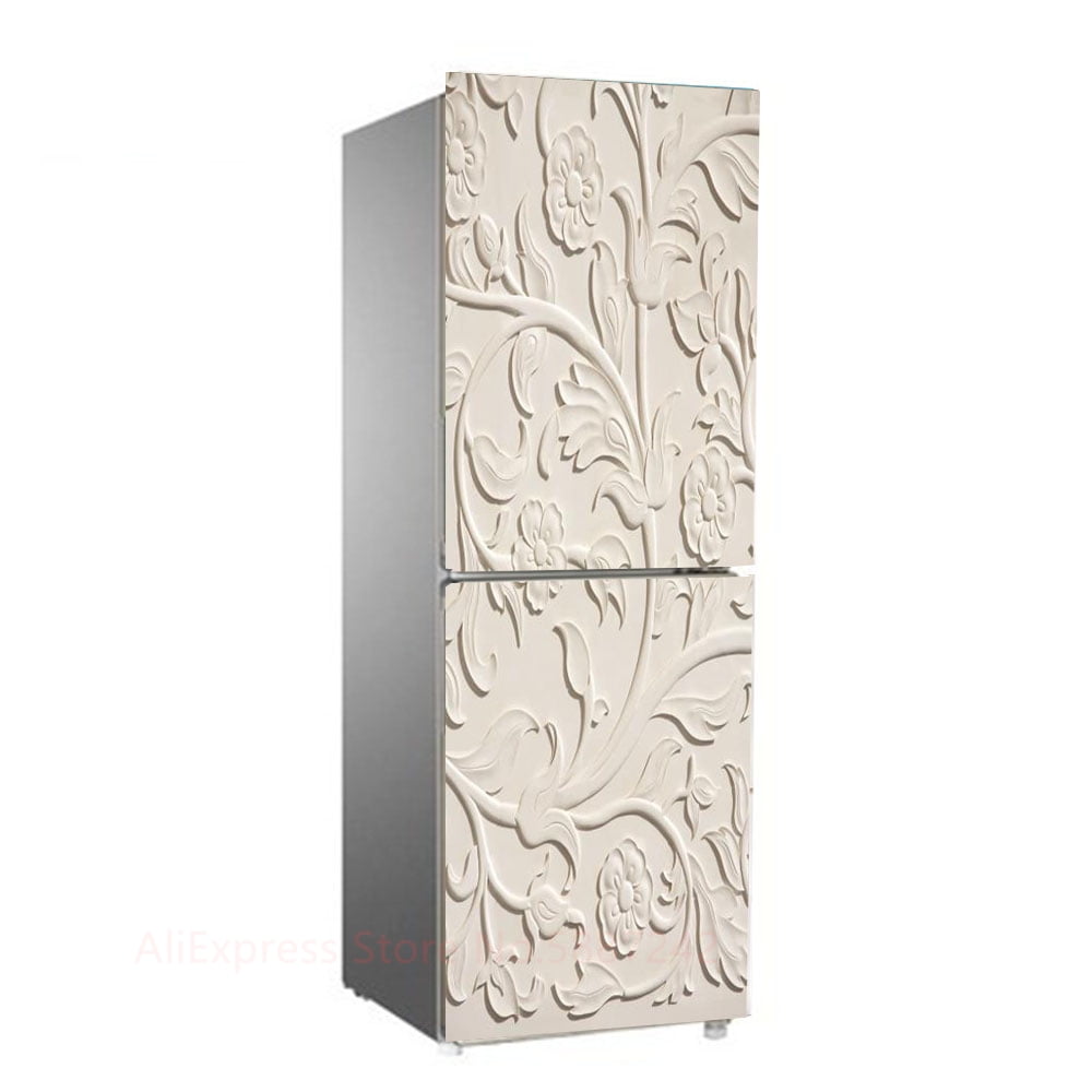 Vinyl Fridge Stickers Full Door Cover Woman Flower Self-adhesive ...