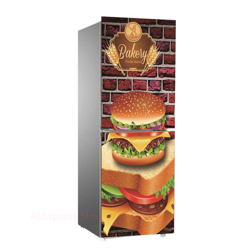 Vinyl Fridge Stickers Full Door Cover Woman Flower Self-adhesive ...