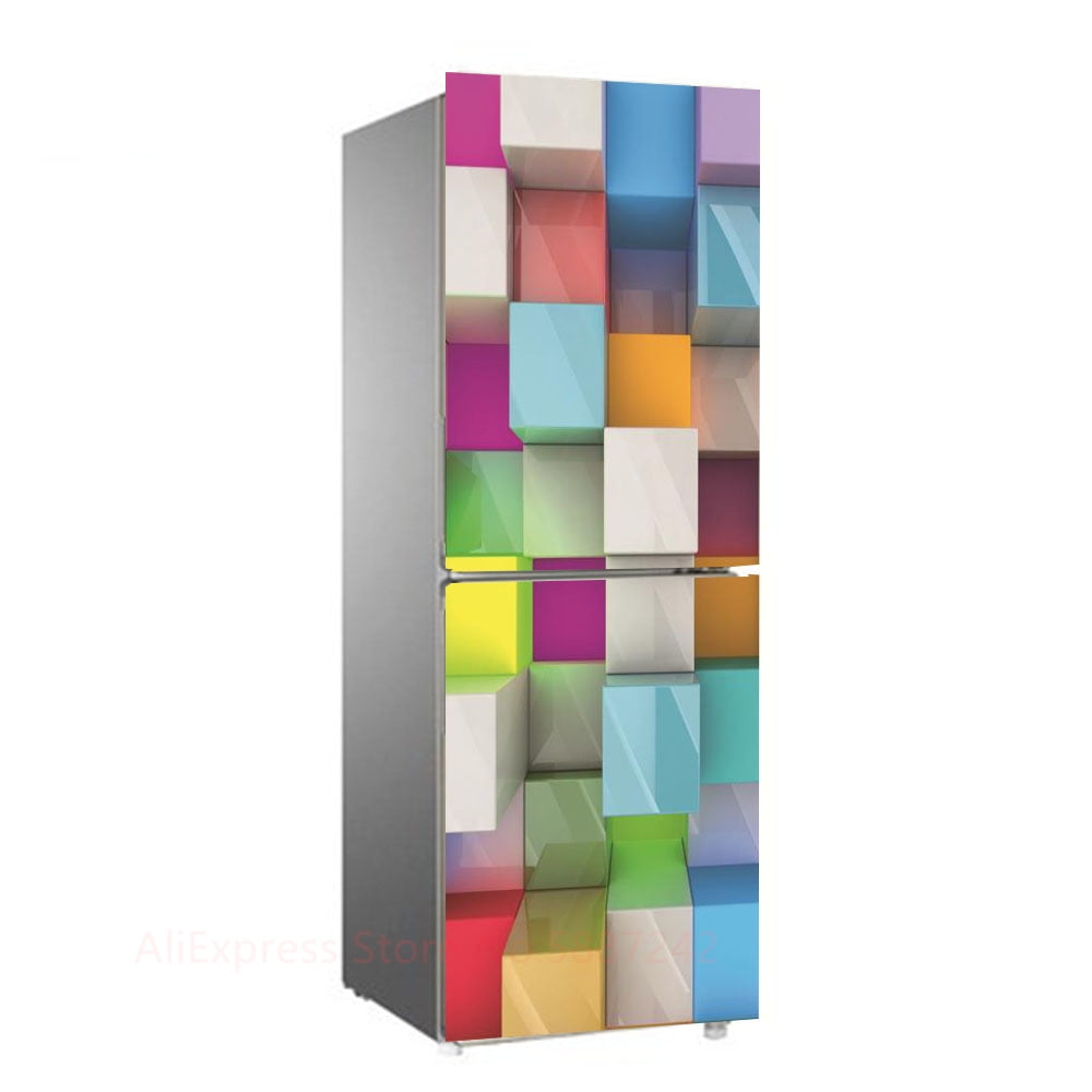 Vinyl Fridge Stickers Full Door Cover Woman Flower Self-adhesive ...