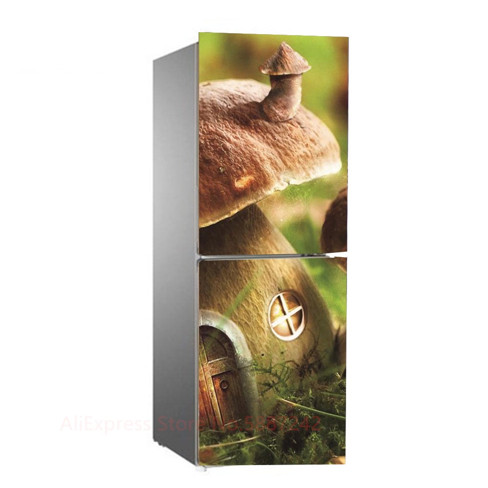 Vinyl Fridge Stickers Full Door Cover Woman Flower Self-adhesive ...