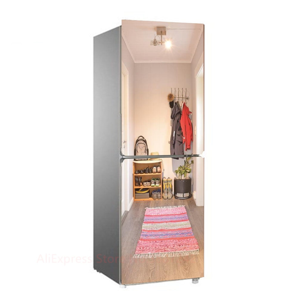 Vinyl Fridge Stickers Full Door Cover Woman Flower Self-adhesive ...