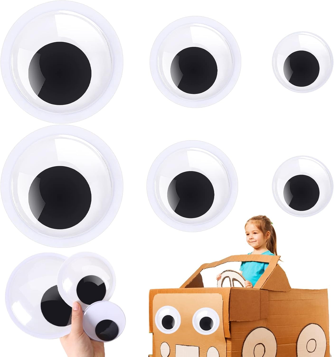 Vinyl Giant Googly Wiggle Eyes, 6Pcs Self-Adhesive 3D Sticker ...