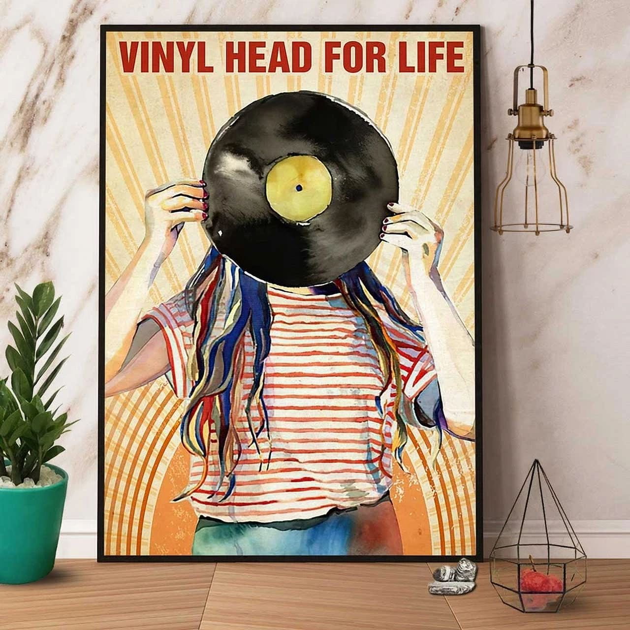 Vinyl Head For Life Girl Love Music Great Print Gift For Music Lover ...