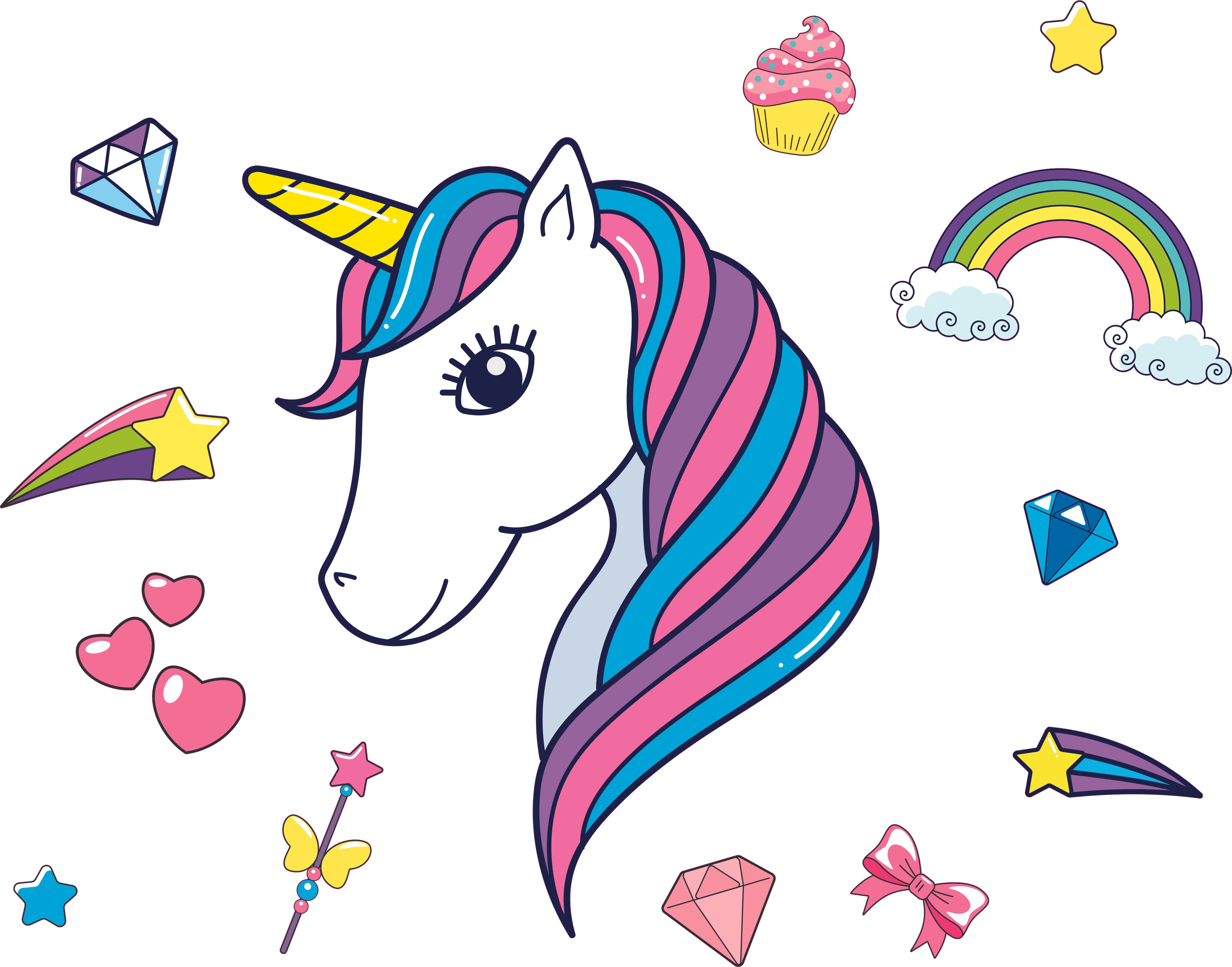 Vinyl Home Art Decor Rainbow And Unicorns Design Wall Decoration ...