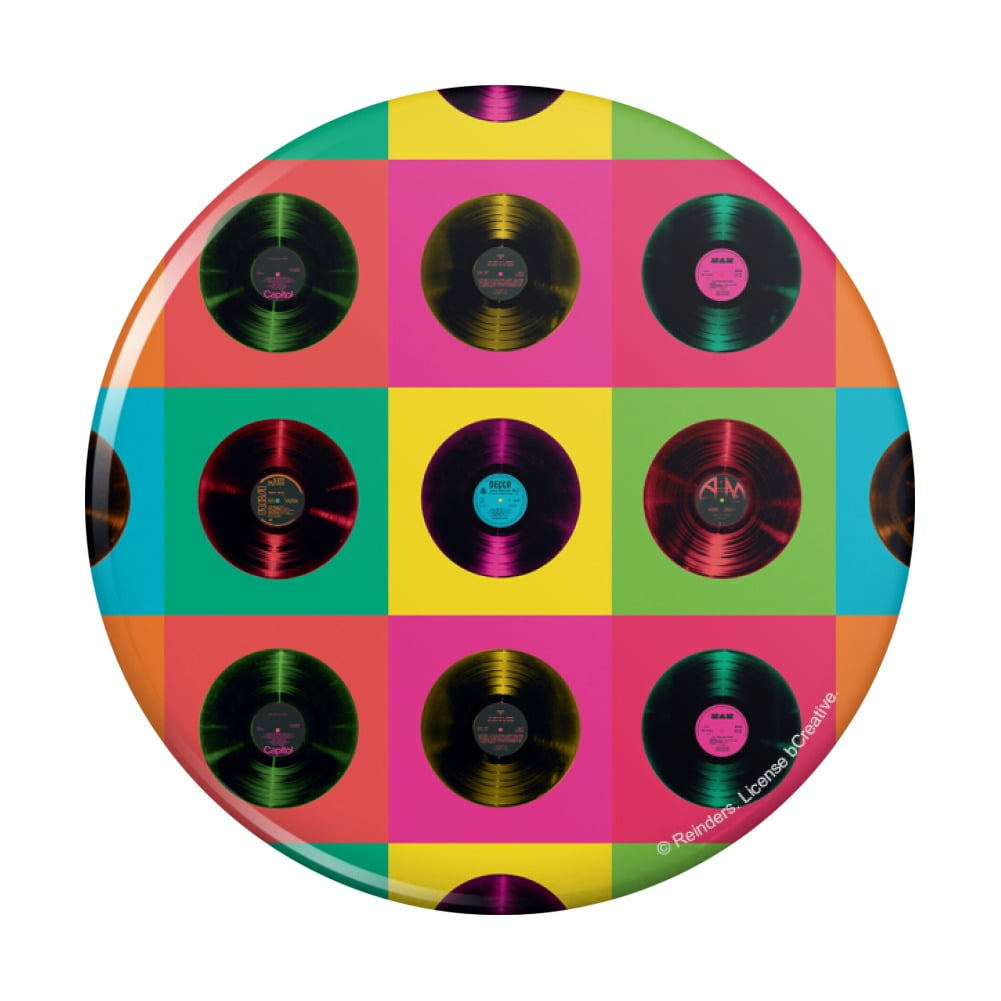 Vinyl LP Records Rainbow Colored Background Pinback Button Pin ...