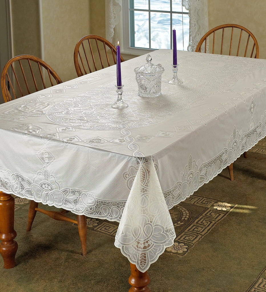 Walmart Easy Care Vinyl Lace Betenburg Design Tablecloth, Beige, 60" x ...