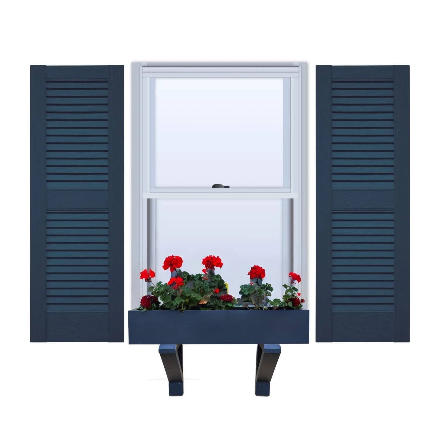 Vinyl | Louvered Exterior Shutters | 12" Width | Straight Top | with ...