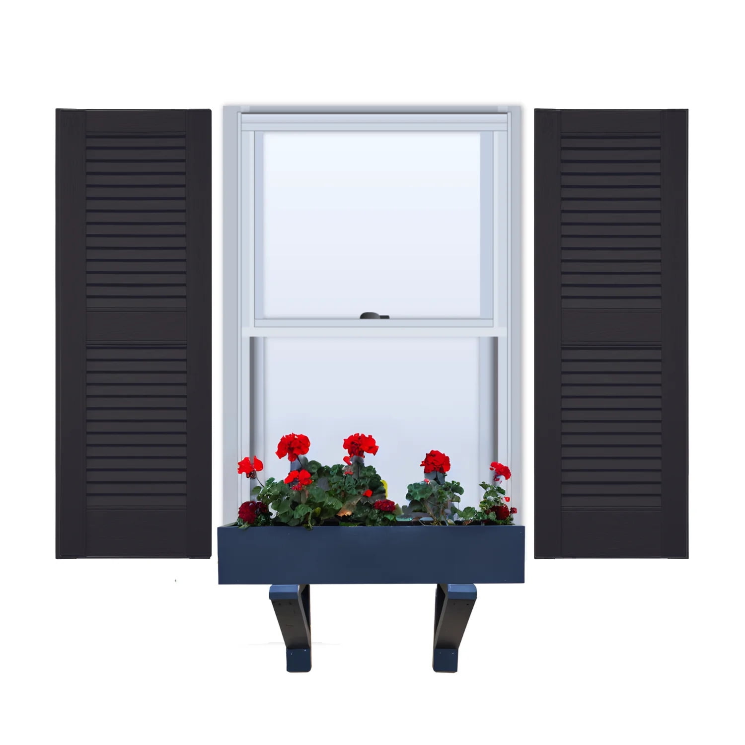 Vinyl | Louvered Exterior Shutters | 12" Width | Straight Top | with ...