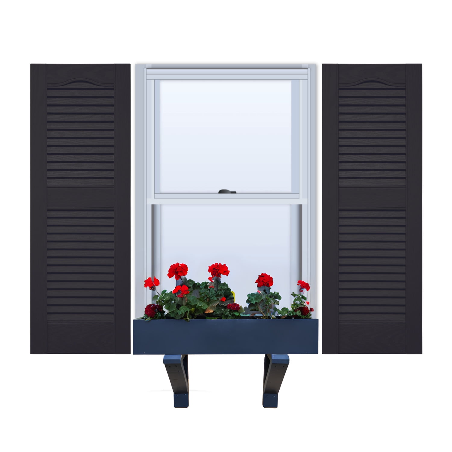 Vinyl | Louvered Exterior Shutters | 14.5" Width | Cathedral Top | with ...
