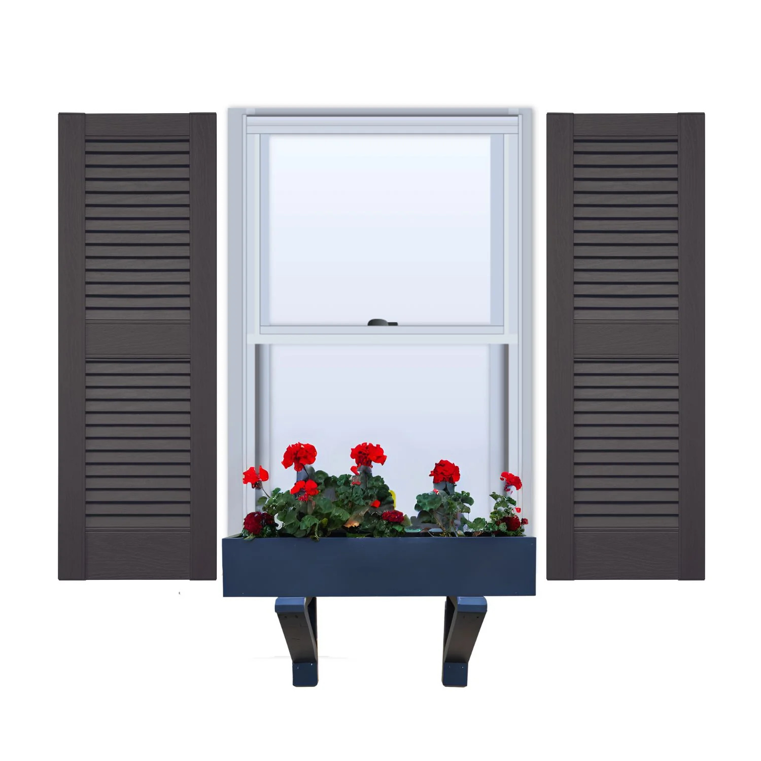 Vinyl | Louvered Exterior Shutters | 9.25" Width | Straight Top | with ...