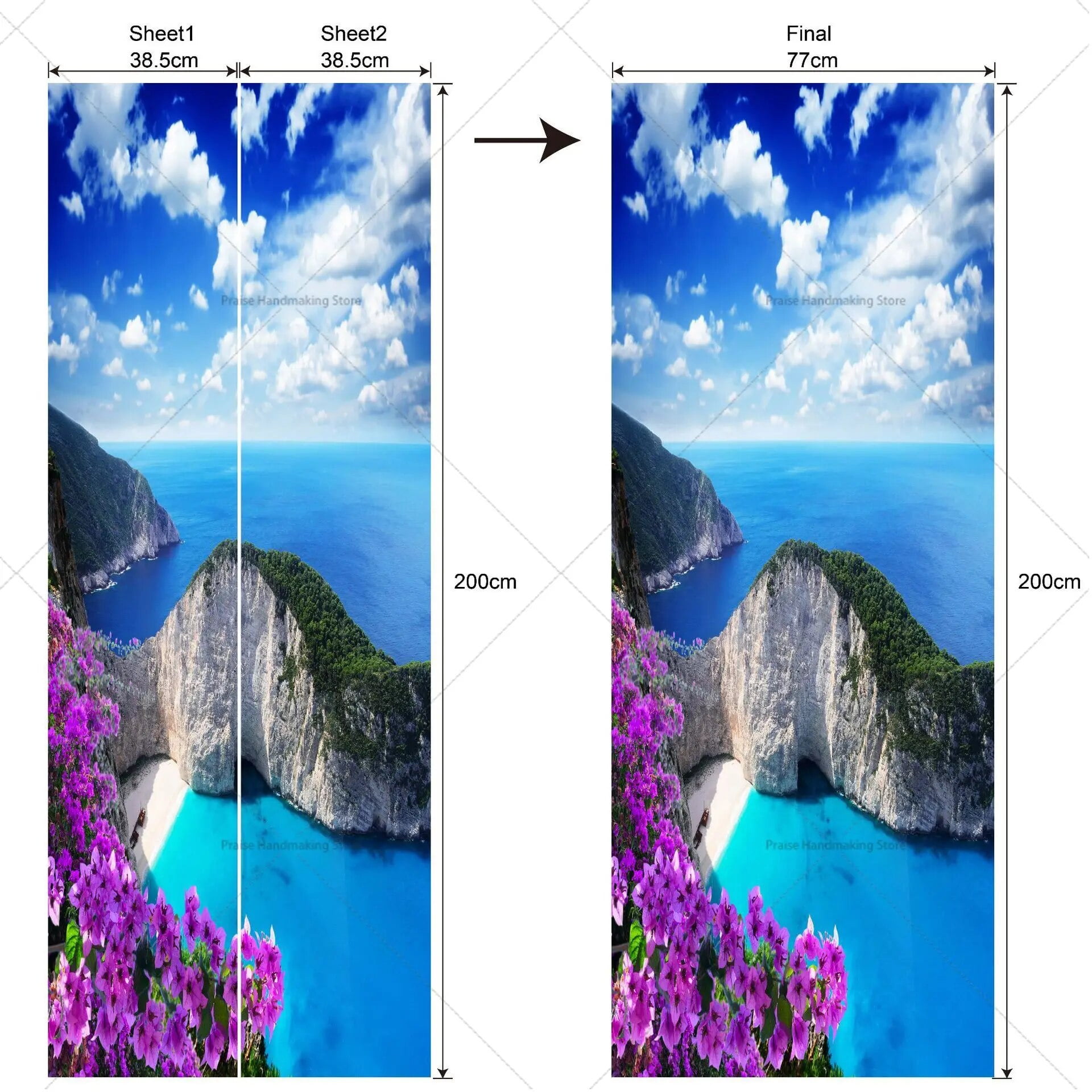 Vinyl Natural Scenery Door Stickers PVC Aesthetic Safflower Alleyway ...