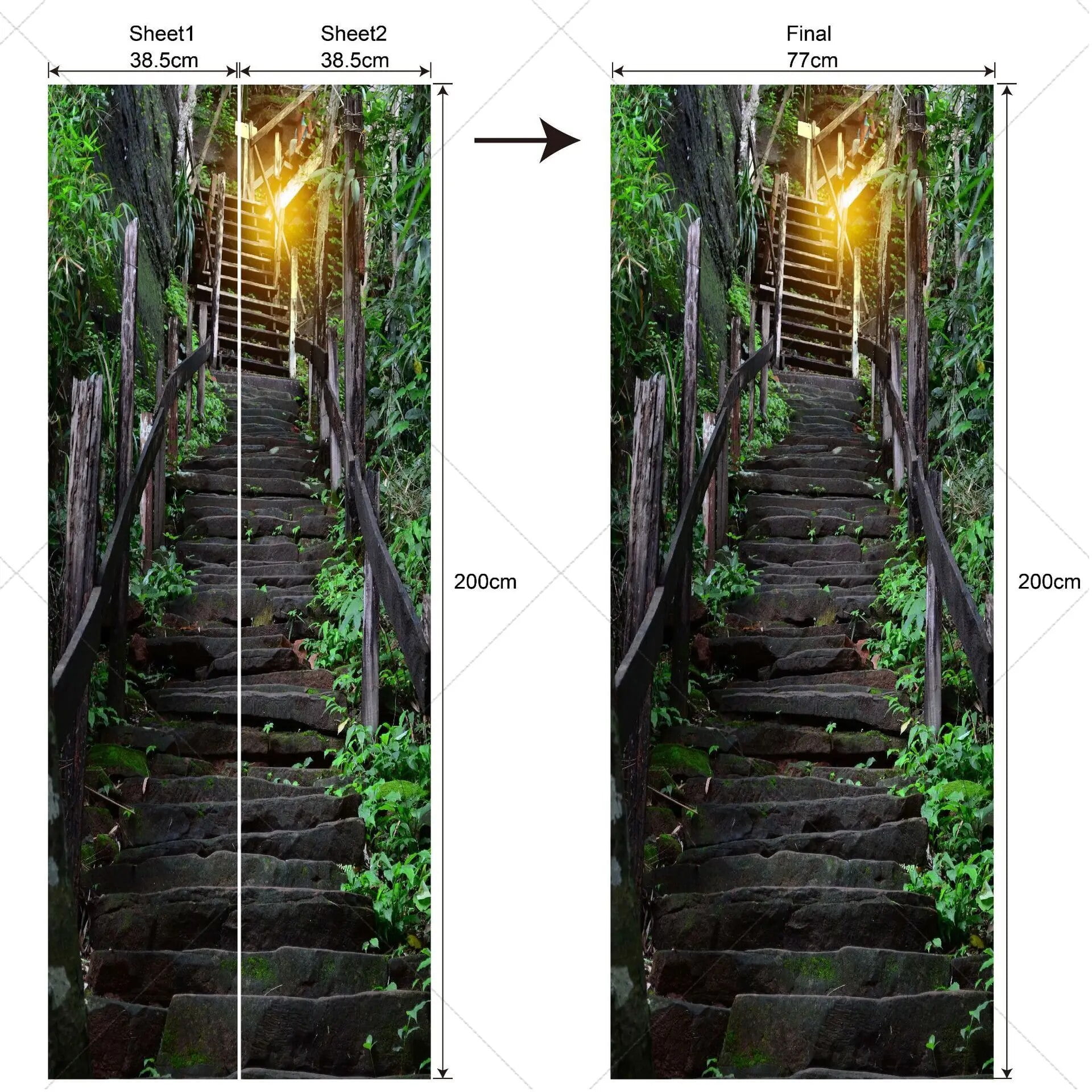 Vinyl Natural Scenery Door Stickers PVC Aesthetic Safflower Alleyway ...