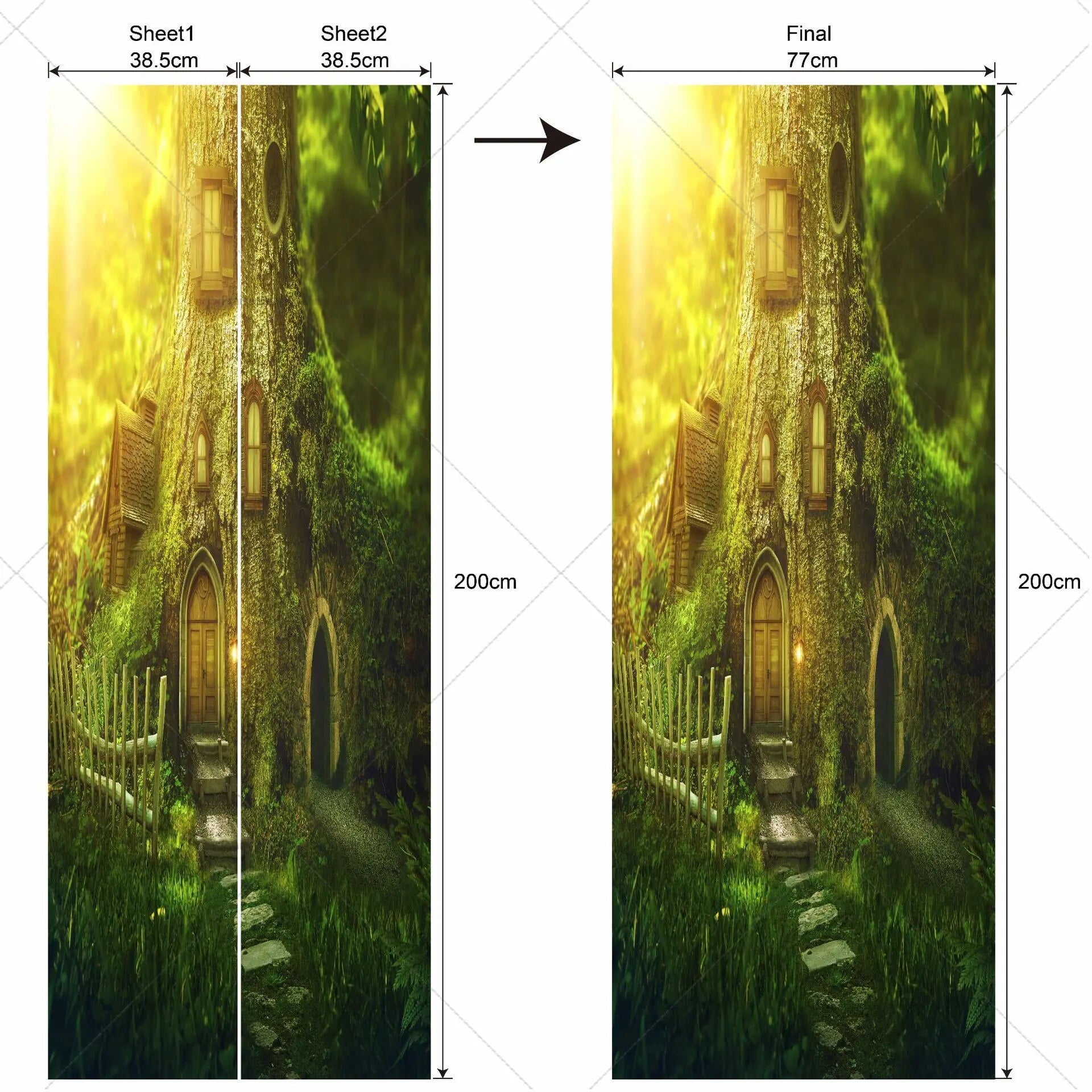 Vinyl Natural Scenery Door Stickers PVC Aesthetic Safflower Alleyway ...