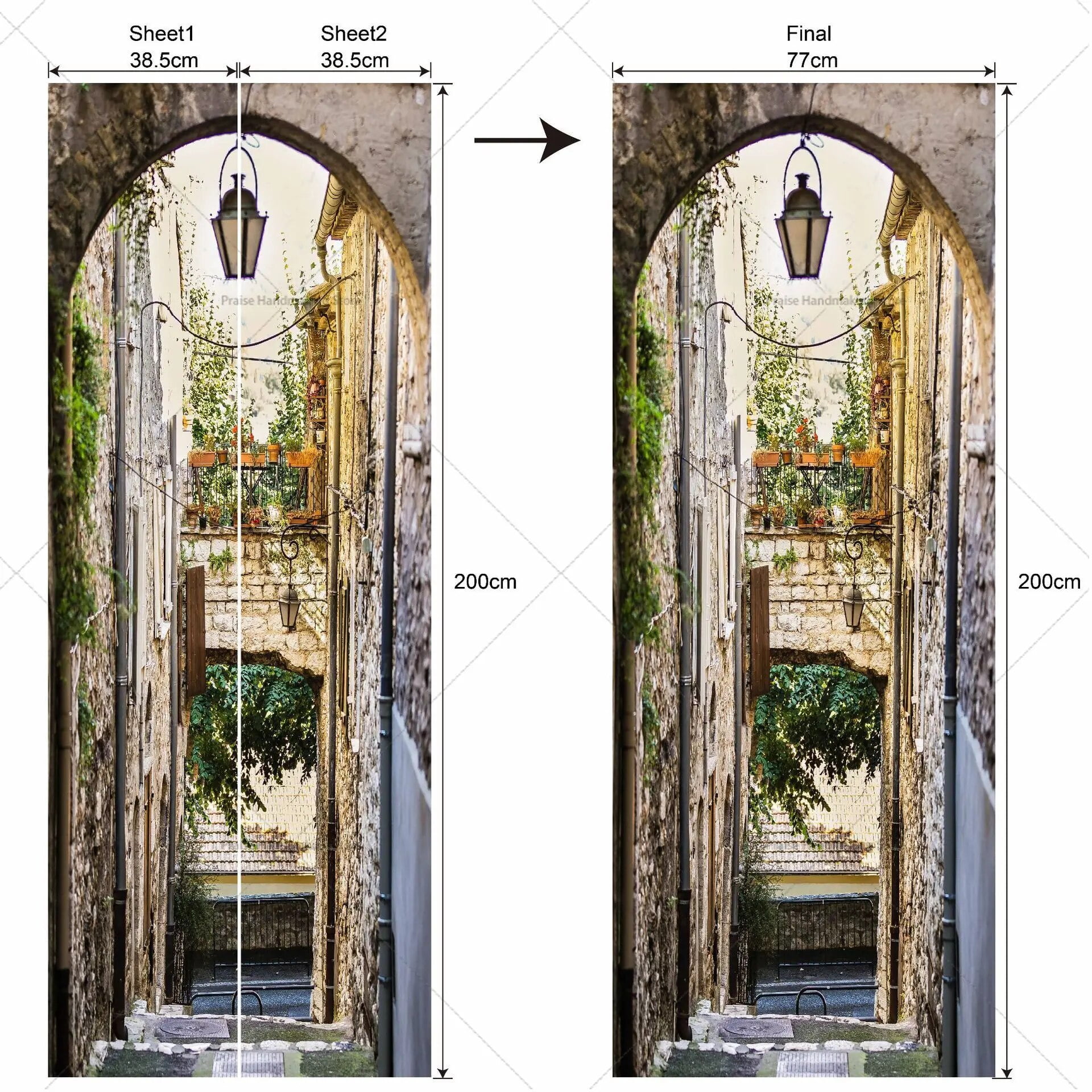 Vinyl Natural Scenery Door Stickers PVC Aesthetic Safflower Alleyway ...