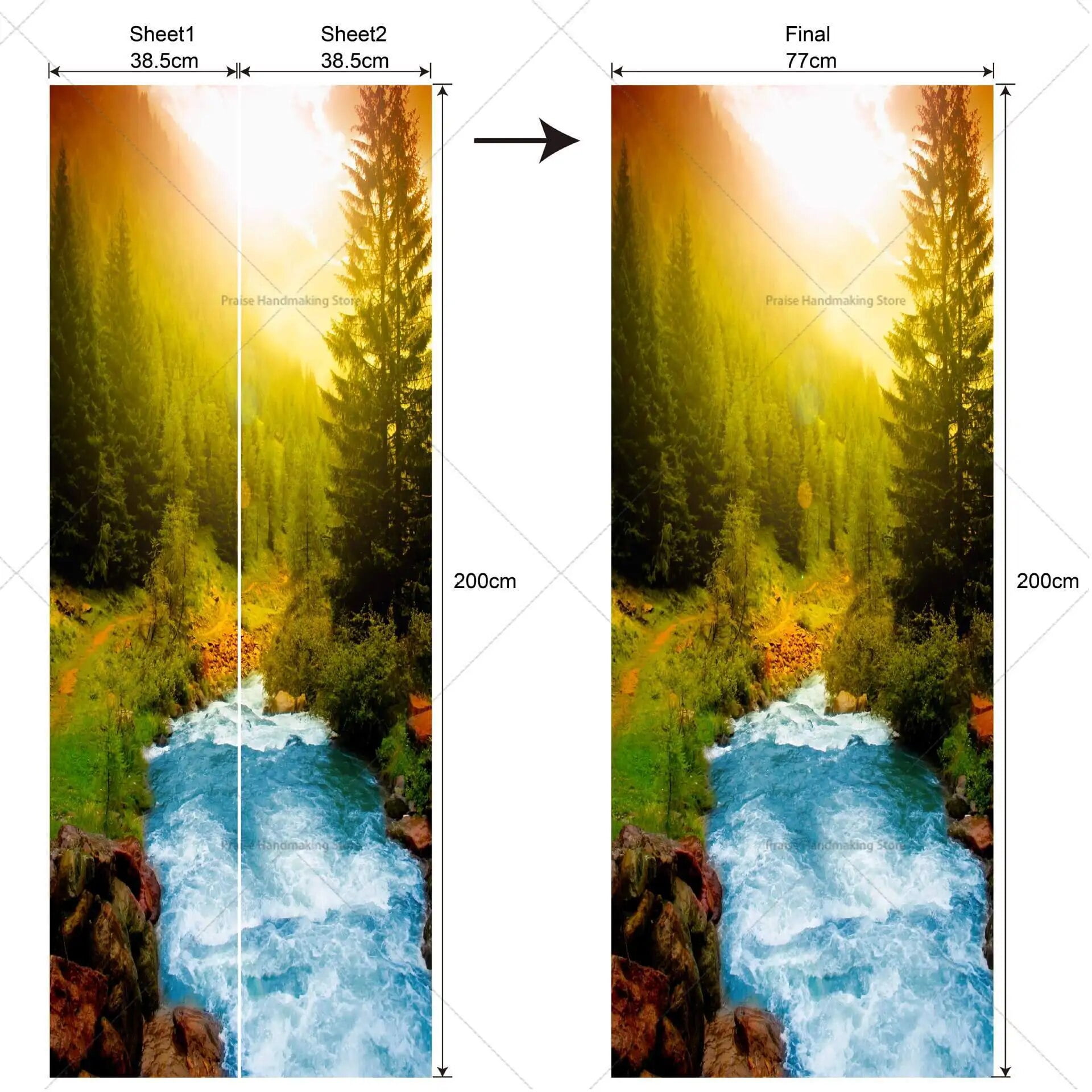 Vinyl Natural Scenery Door Stickers PVC Aesthetic Safflower Alleyway ...