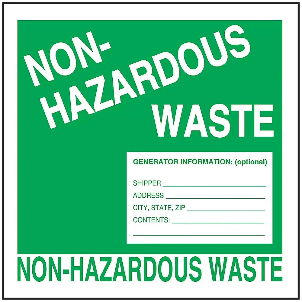 Vinyl Non- Hazardous Waste Labels 6" X 6" Adhesive 10 Pack Stickers ...