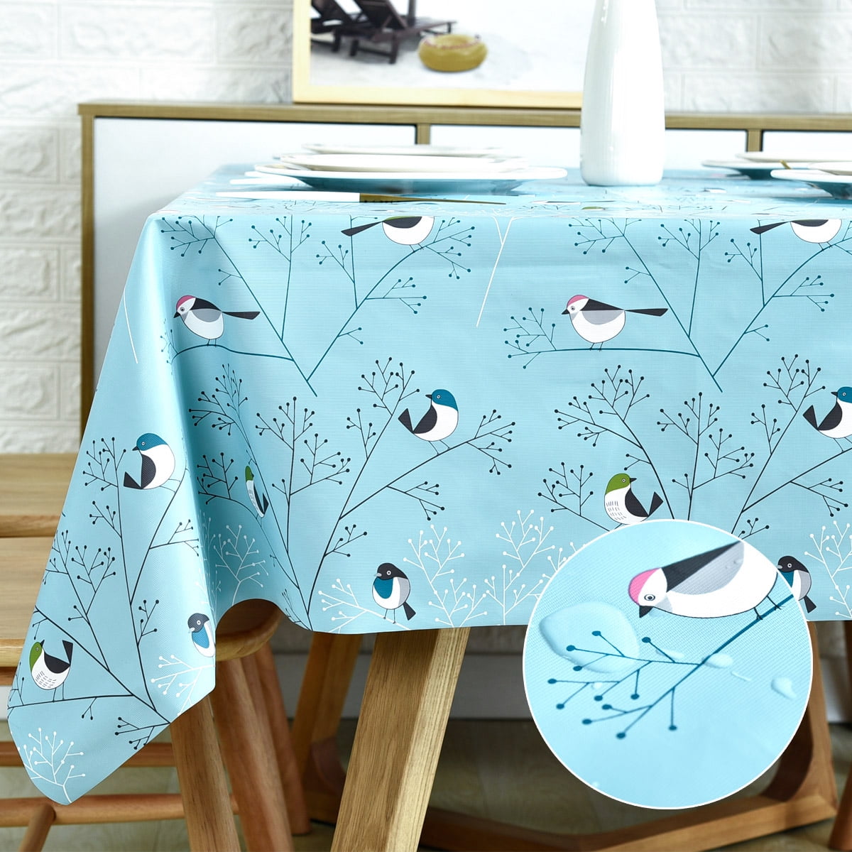 Vinyl Oilcloth Tablecloth Oblong Spillproof Waterproof Wipeable Thick ...
