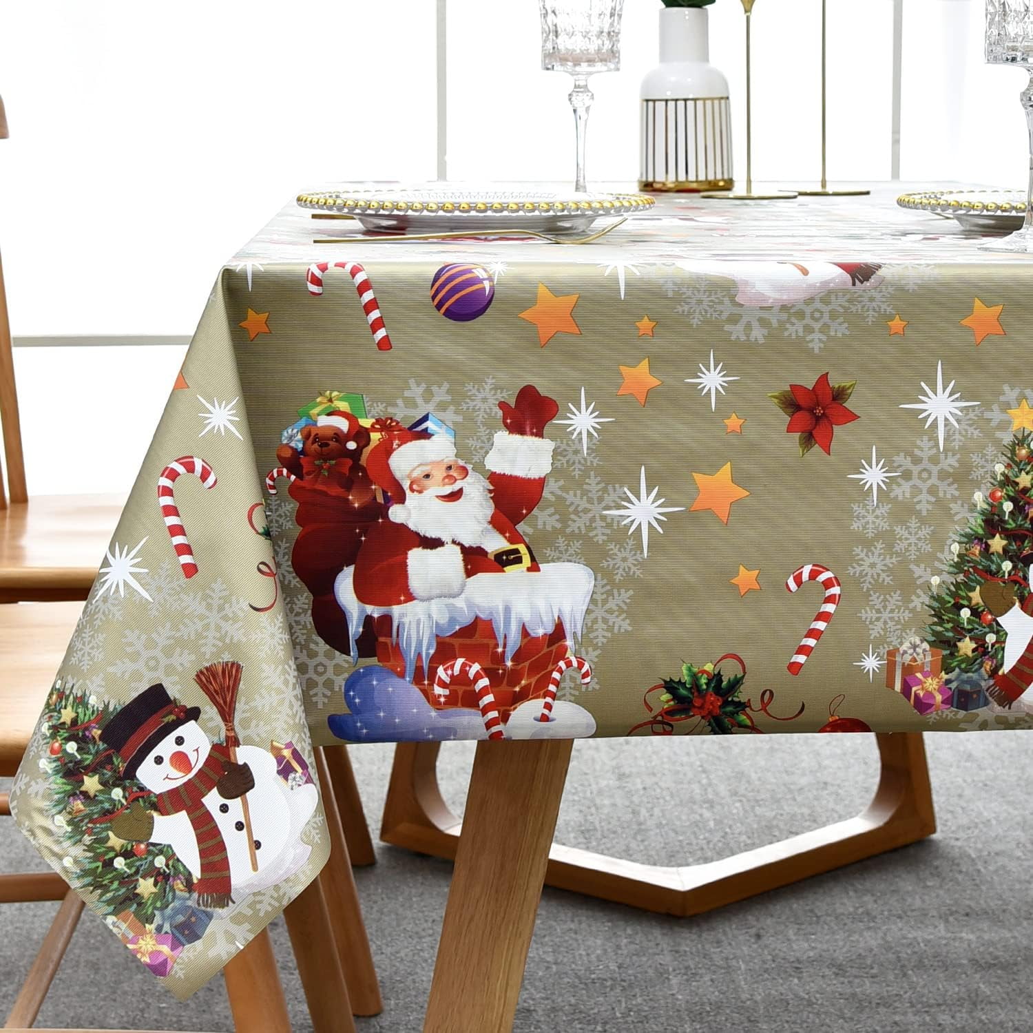Vinyl Oilcloth Tablecloth Rectangle Wipeable Peva Waterproof PVC Heavy ...