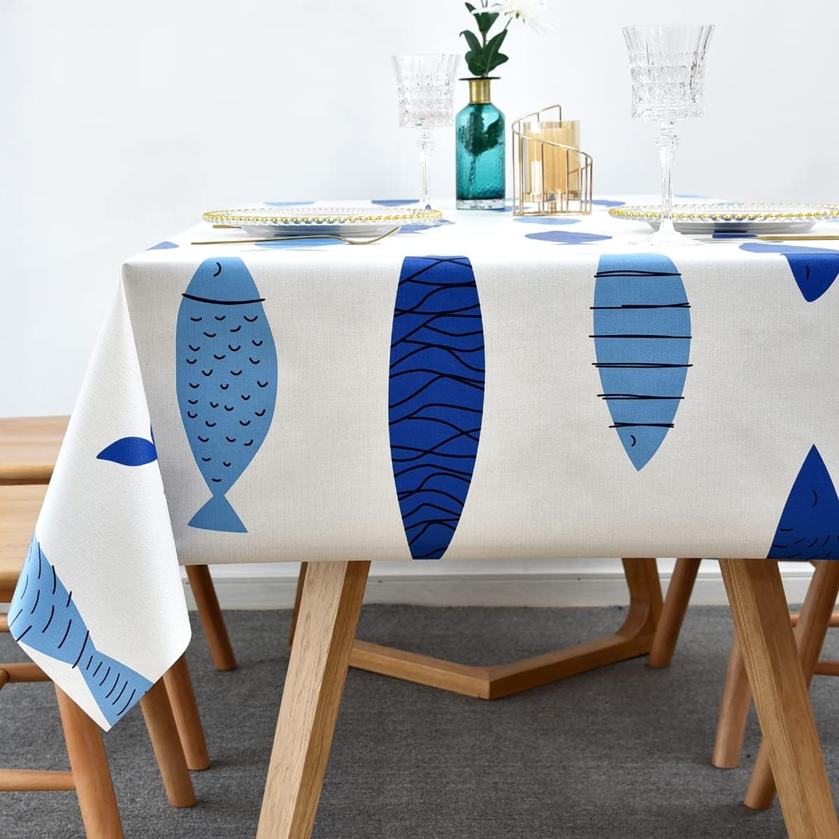 Vinyl Oilcloth Tablecloth Rectangular Spillproof Waterproof Wipeable ...