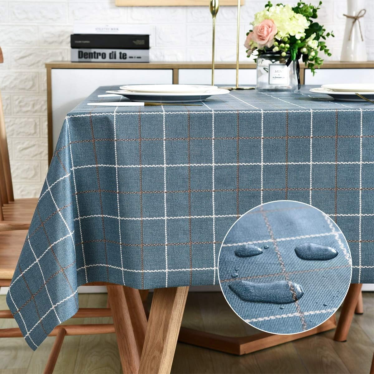 Vinyl Oilcloth Tablecloth Rectangular Spillproof Waterproof Wipeable ...