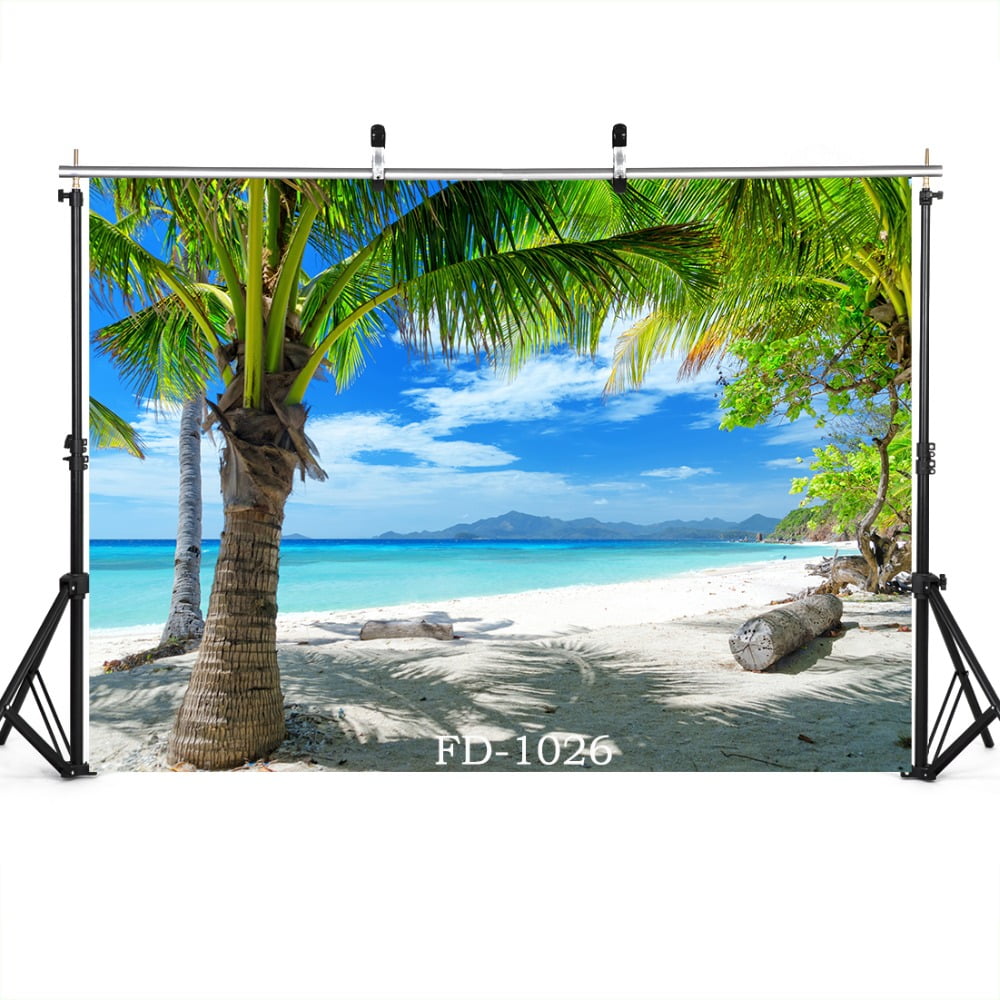 Vinyl Photography Backdrop Blue Sky Palm Tree Beach Photo Background ...
