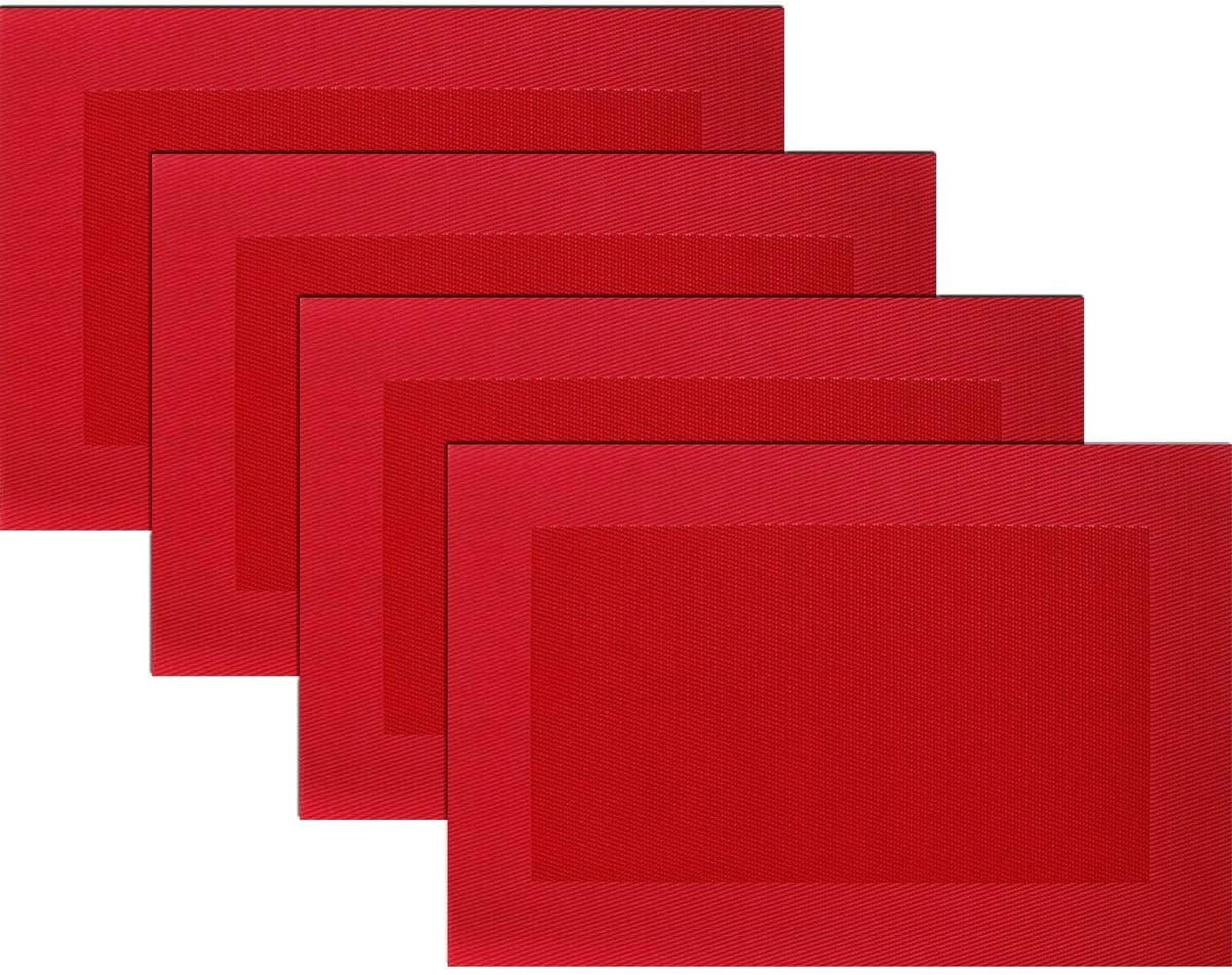 SafeMatset - Heat-Resistant Vinyl Placemats, Washable, Set of 4 (Red ...