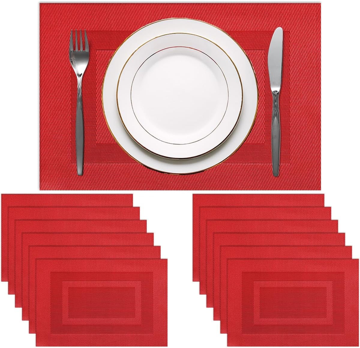 Vinyl Placemats Set of 12 Washable Durable Kitchen Placemats Easy to ...