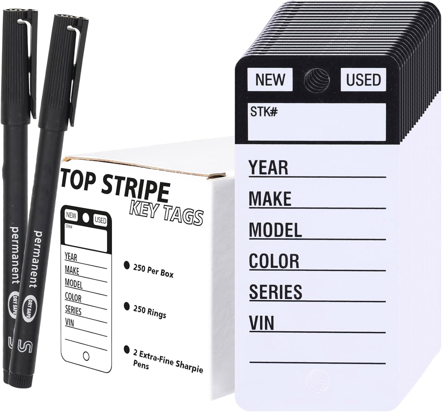 Vinyl Poly Car Key Tags with Split Rings & Markers, Heavy-Duty & Tear ...