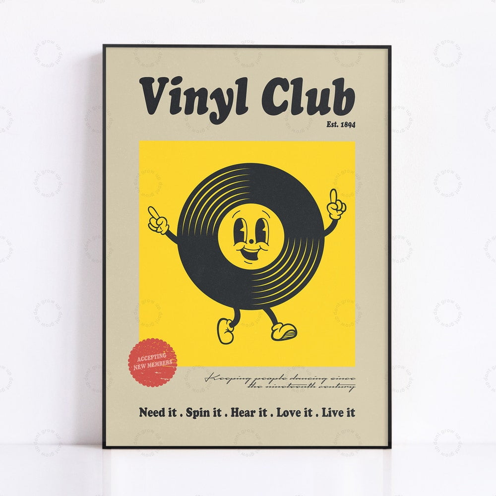 Vinyl Poster, Retro Music Poster, Vintage Print, Record Poster, Cartoon ...