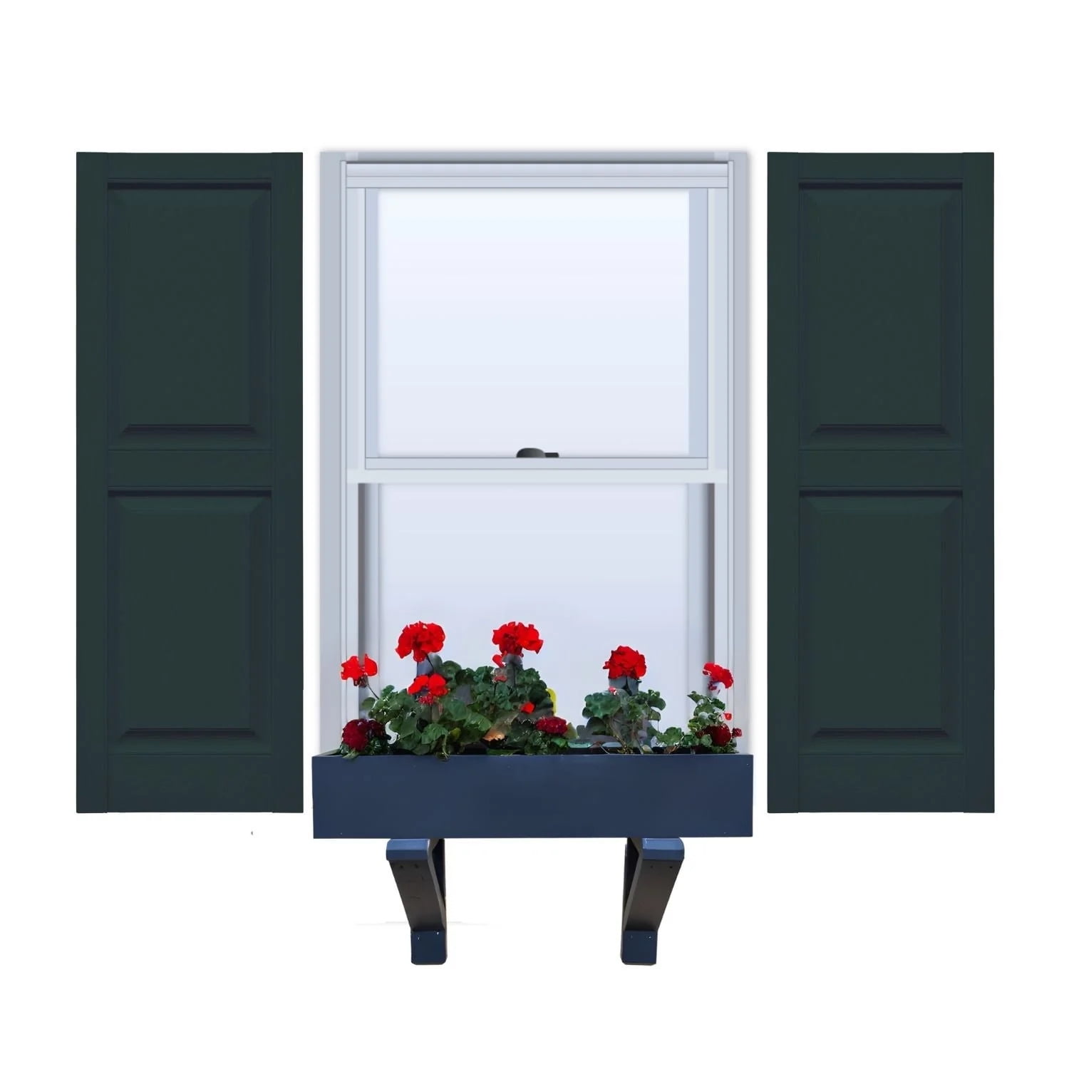 Vinyl | Raised Panel Exterior Shutters | 12" Width | with Mid Rail (50/ ...