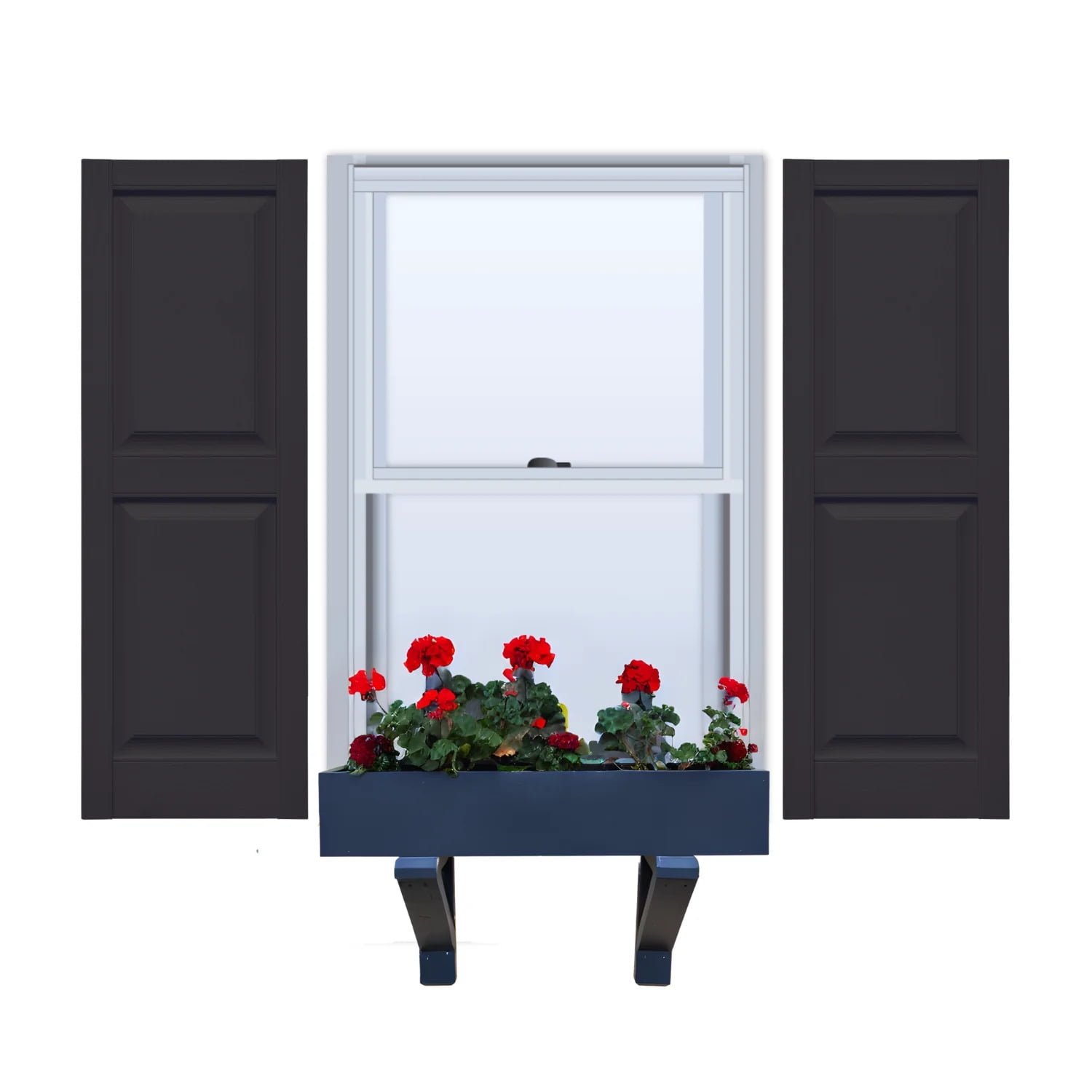 Vinyl | Raised Panel Exterior Shutters | 12" Width | with Mid Rail (50/ ...