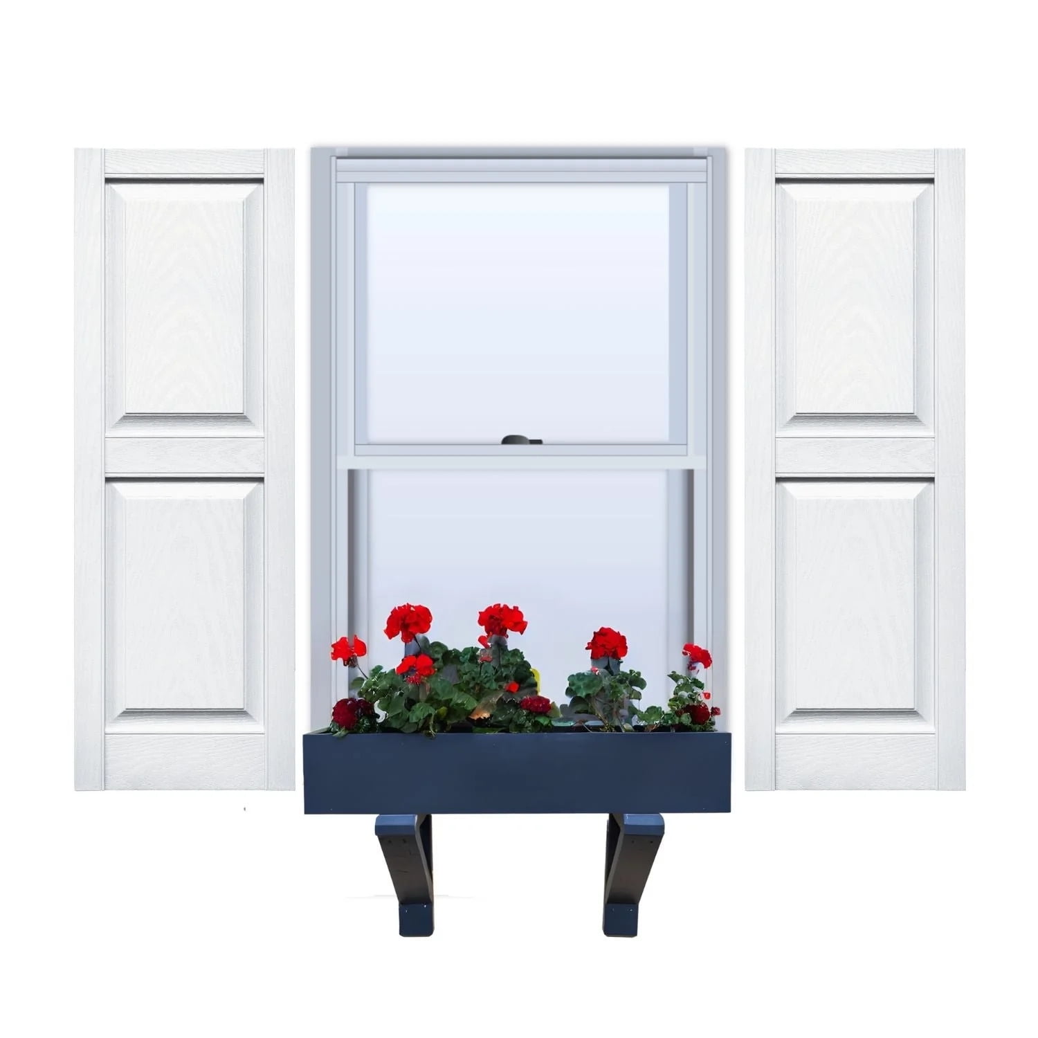 Vinyl | Raised Panel Exterior Shutters | 18" Width | with Mid Rail (50/ ...