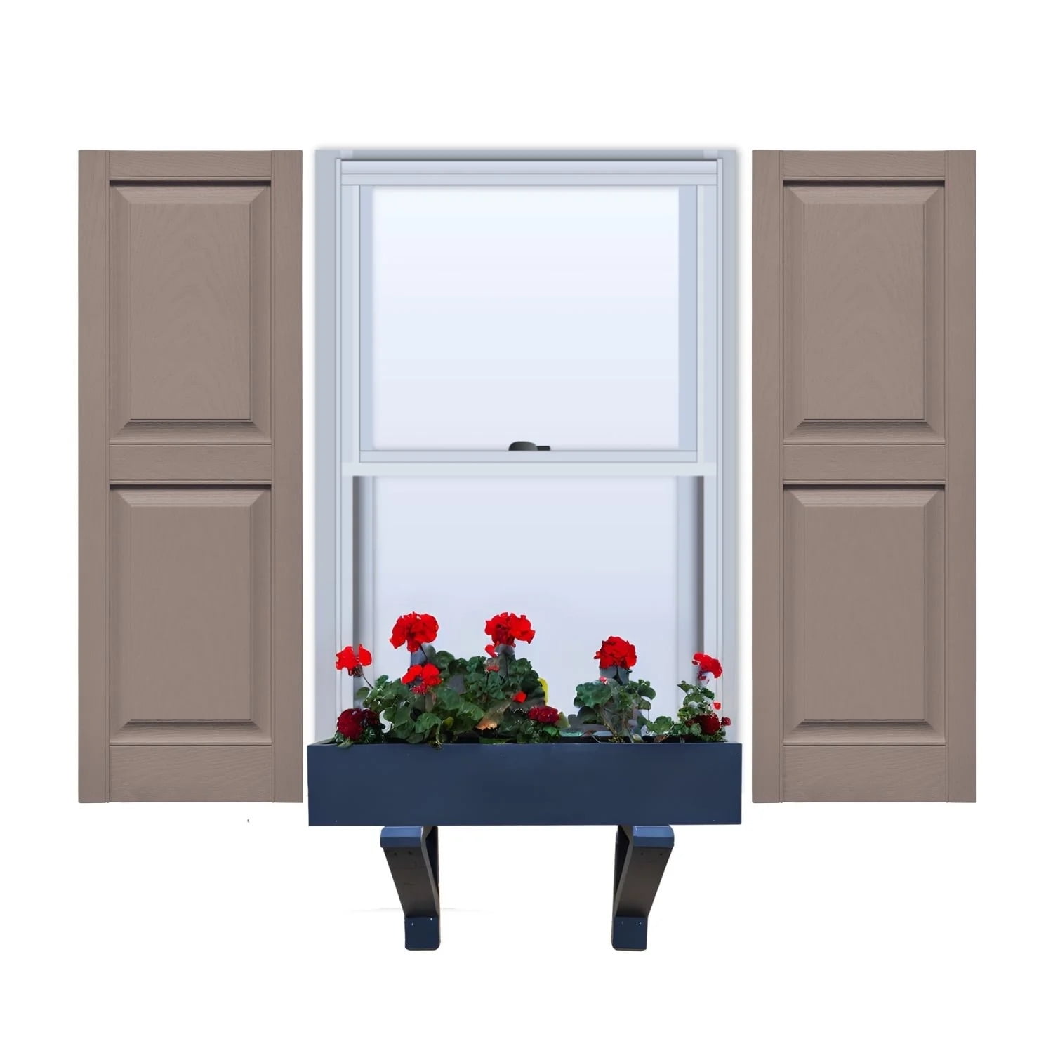 Vinyl | Raised Panel Exterior Shutters | 9.25" Width | with Mid Rail ...