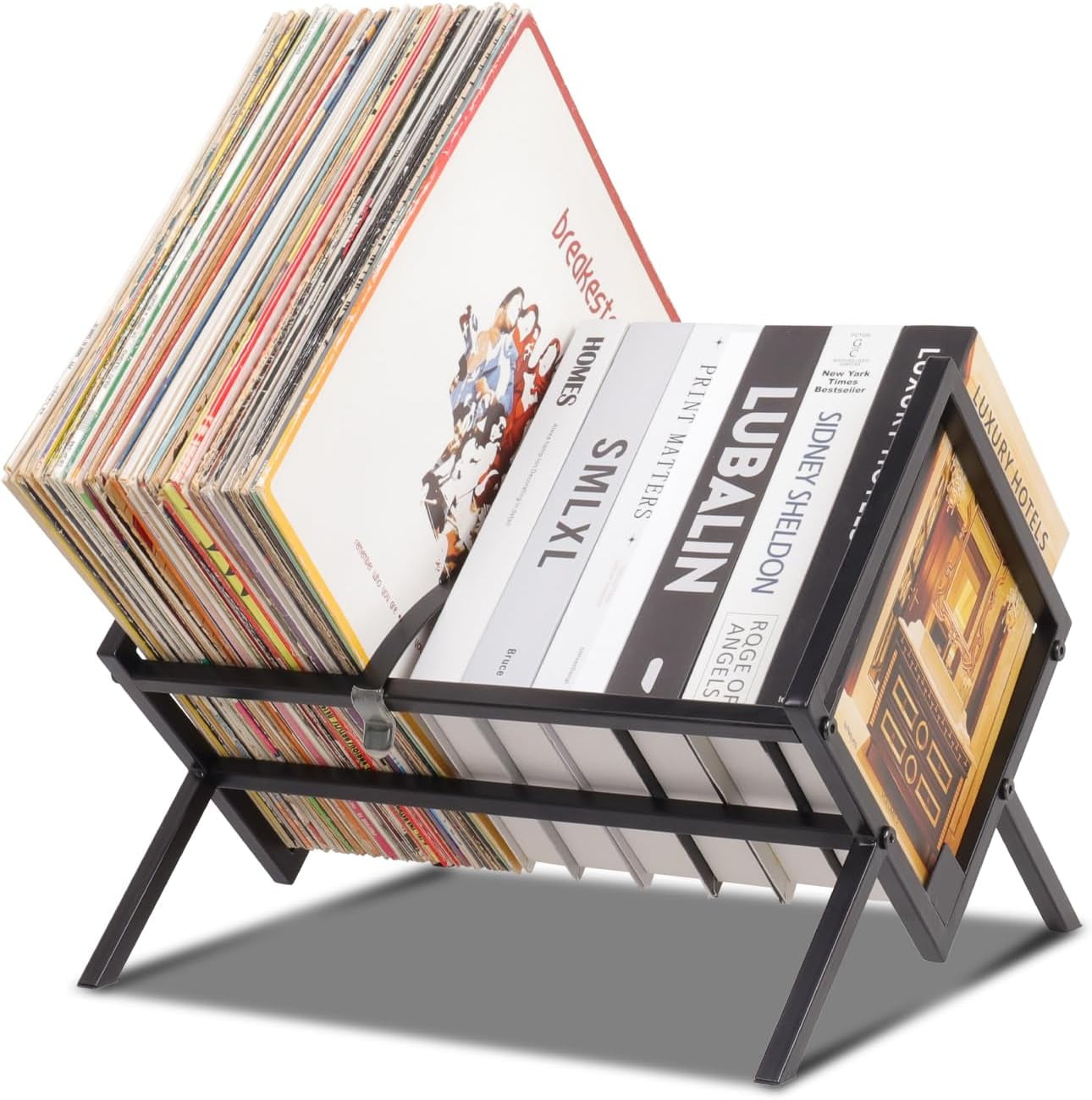 Vinyl Record Holder, Vinyl Record Storage Holds 85-110 Vinyl Records ...