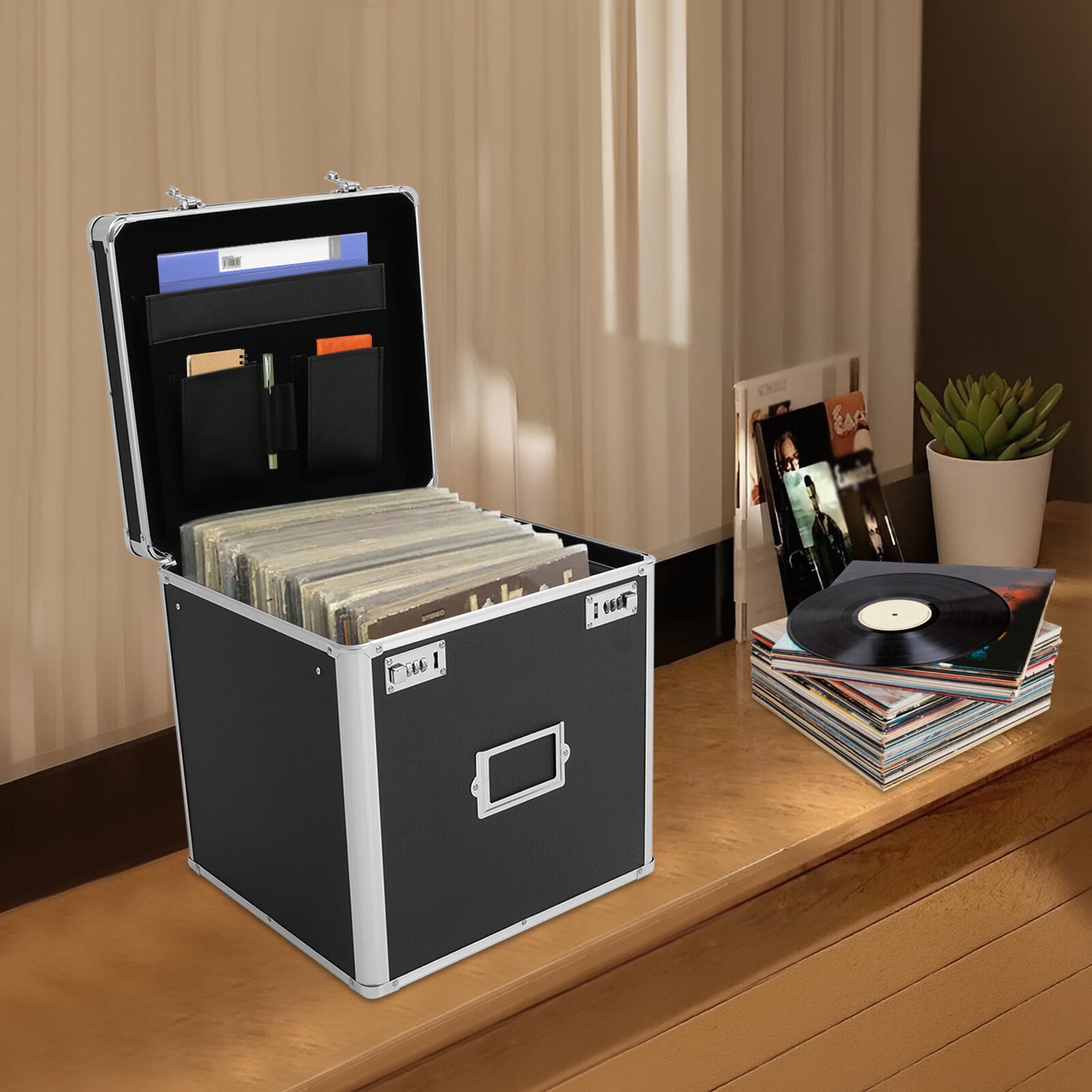 Vinyl Record Holder Storage Vintage Case Carrying Locking 50 Album ...