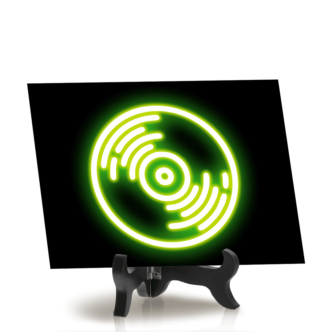 Vinyl Record Neon Graphic Style Table Sign with Acrylic Stand (6x8 ...