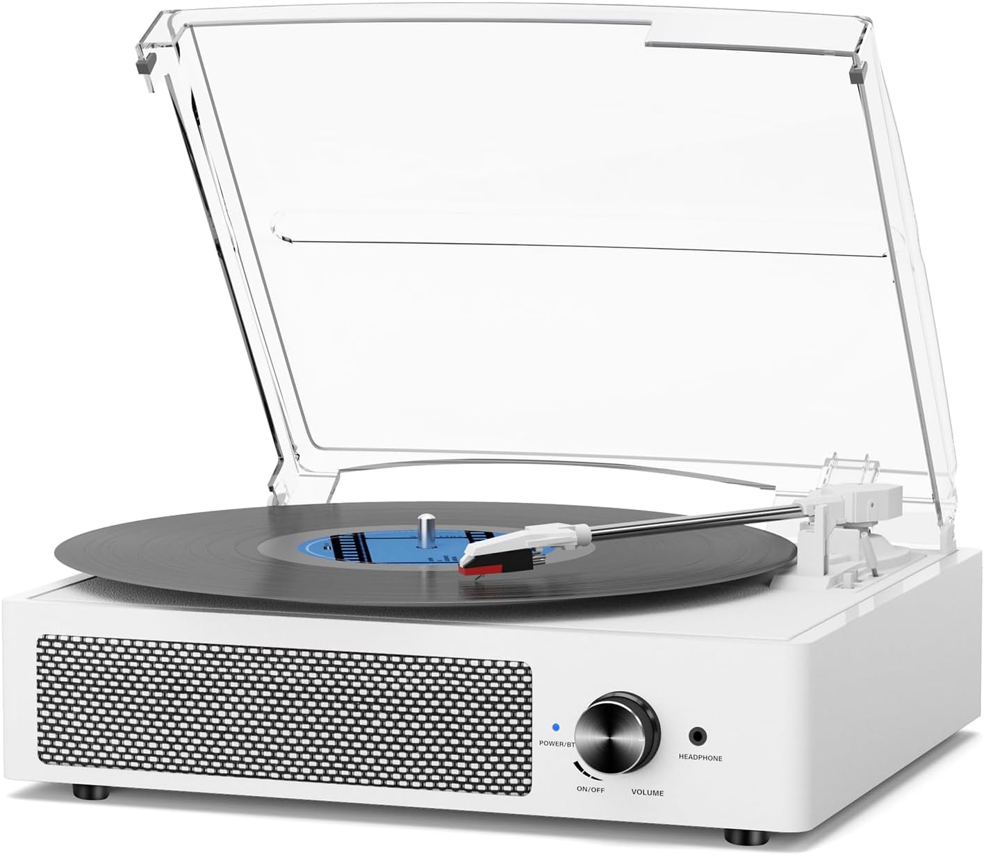 Vinyl Record Player with 2 Stereo Speakers: Belt-Driven Vintage ...