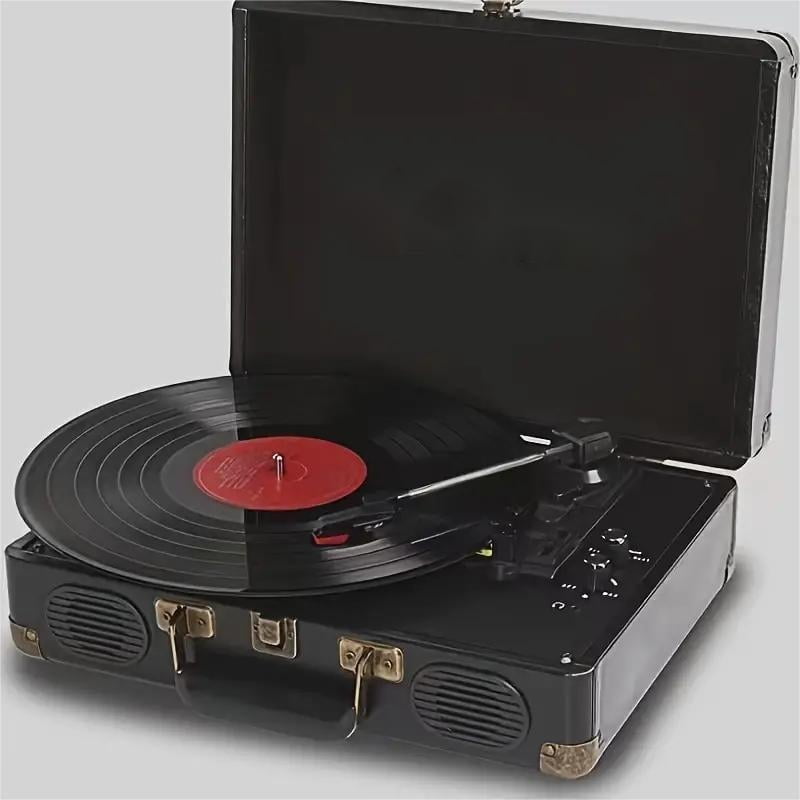 Vinyl Record Player 3-Speed Bluetooth Suitcase Portable Belt-Driven ...