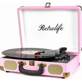 Vinyl Record Player 3-Speed Bluetooth Suitcase Portable Belt-Driven ...