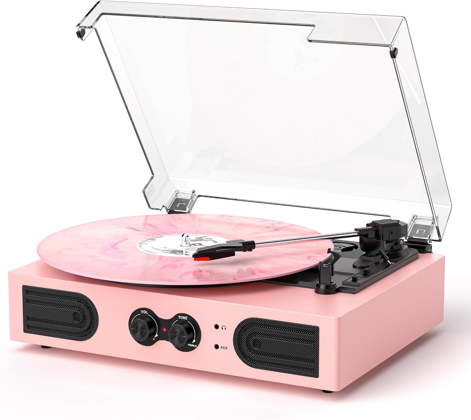 Vinyl Record Player with Built-in Speakers 3-Speed Vintage Record Player Support Treble& Bass ...