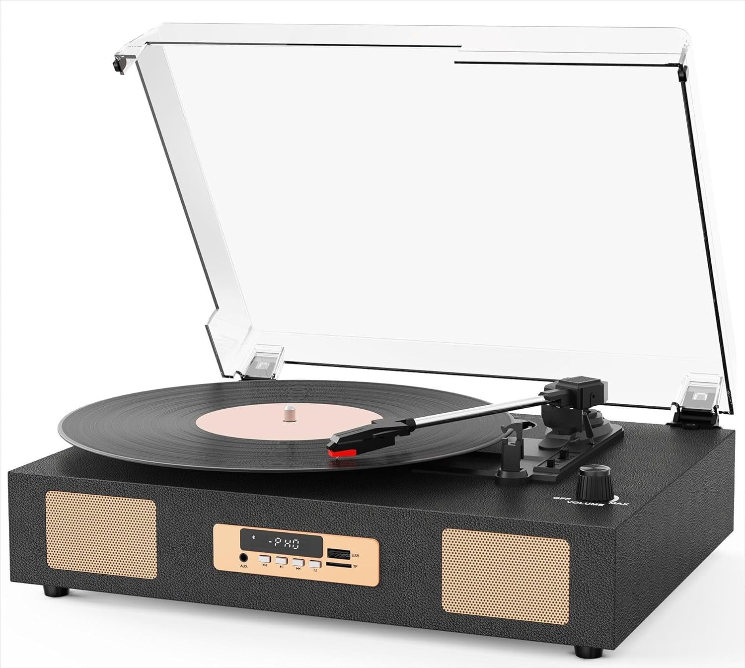 Vinyl Record Player with Built-in Stereo Speakers, Vintage 3-Speed ...