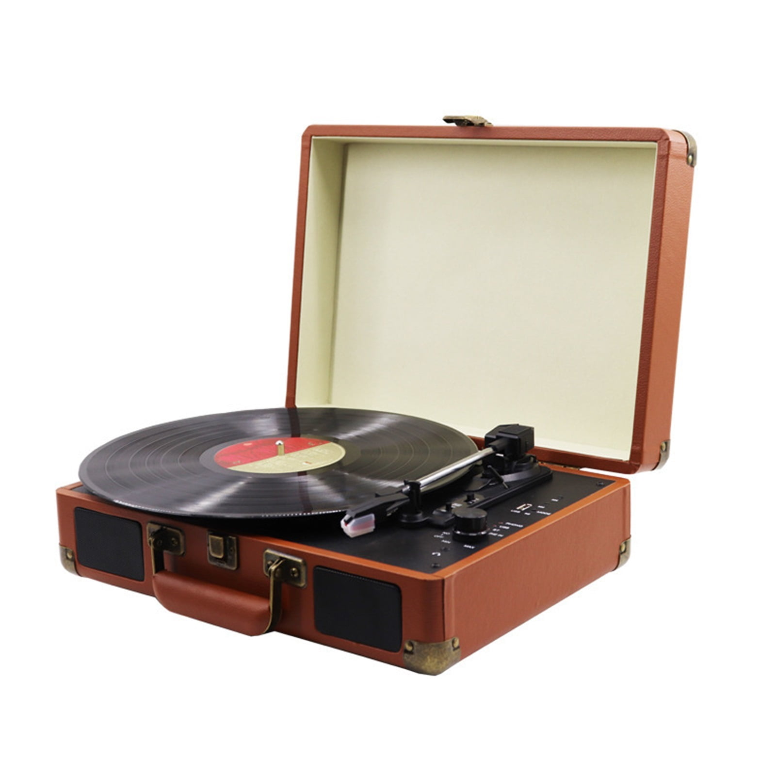 Vinyl Record Player Electric Phonograph Gramophone Speaker Leather Box ...
